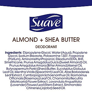 Suave Aluminum Free Deodorant for Women 24-Hour Odor Protection Almond & Shea Butter Cruelty-Free 2.6 oz