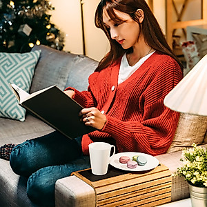 Semounva Bamboo Sofa Armrest Tray, Armchair Table Sofa Arm Tray, Bamboo Design Couch Arm Table Caddy for snacks, Drinks, Remote, Cups, Flexible and Foldable Tray