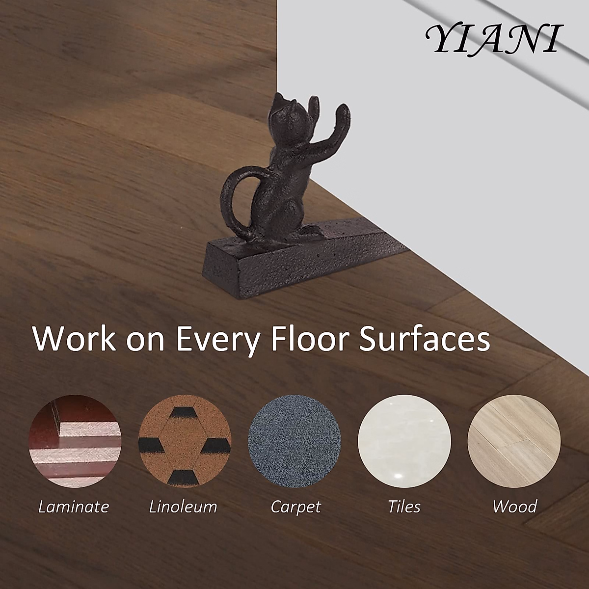 YIANI Door Stopper- 10015651-V1-Cast Iron Cat Scratching Door Stopper (Set of 1)