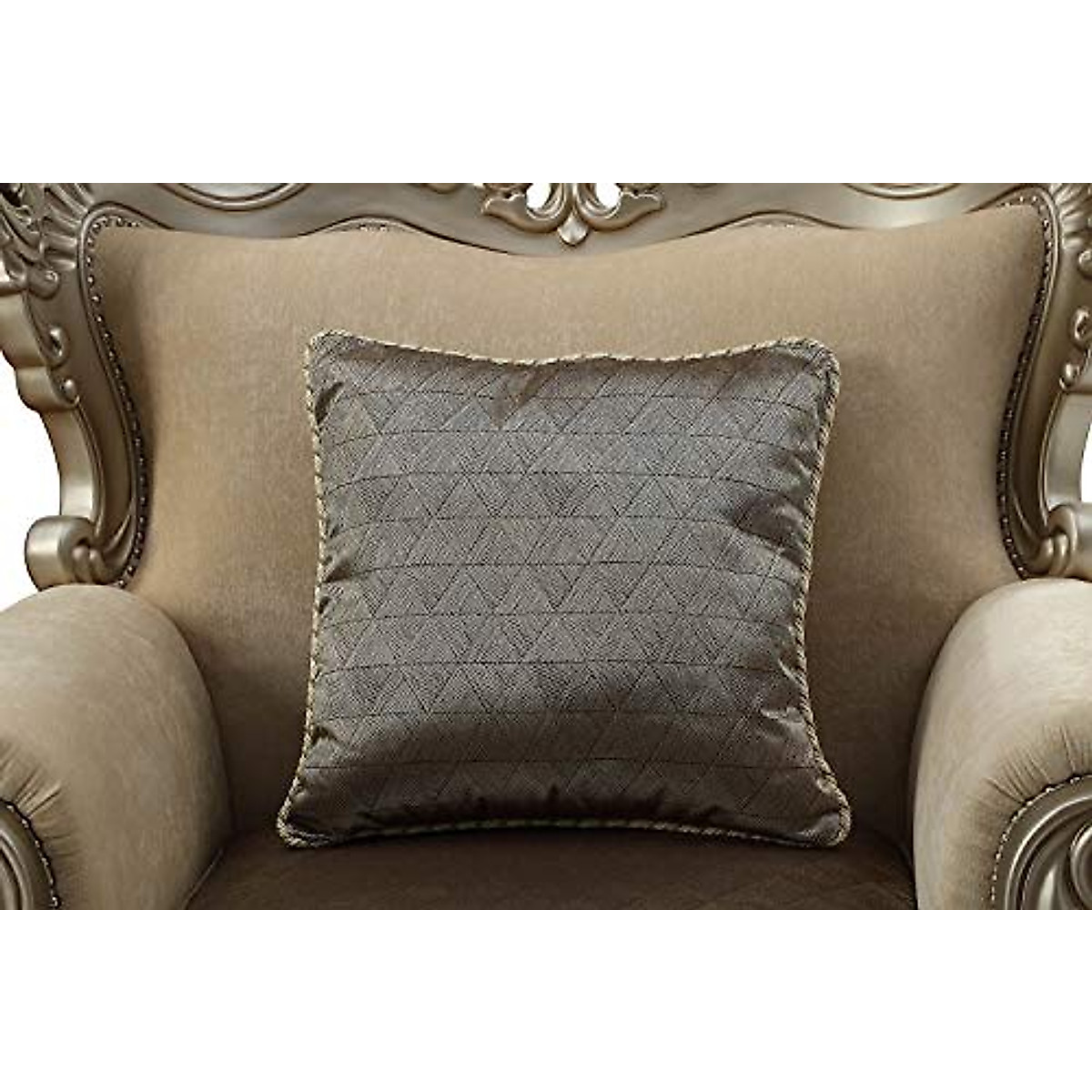 Acme Ranita Sofa,Tan Fabric, Champagne Wood Trim