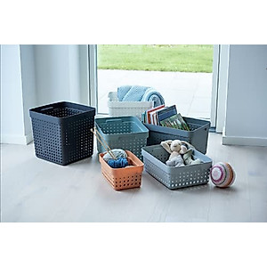 Room Copenhagen, Seoul Basket 5-Pack – Premium Storage Ventilated Nesting Baskets for Groceries, Cleaning, Toys, and More – Small, White