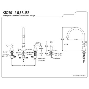 Kingston Brass Governor KS2791BLBS Widespread Kitchen Faucet, Polished Chrome, 8-1/4 inch in Spout Reach