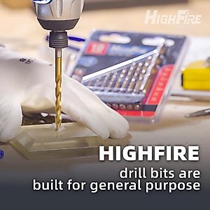 HIGHFIRE 10 Pieces Hex Shank Drill Bit Set for Impact Driver, HSS Twist Titanium Drill Bits for Metal, Hex Drive Quick Change Drill Bits Set