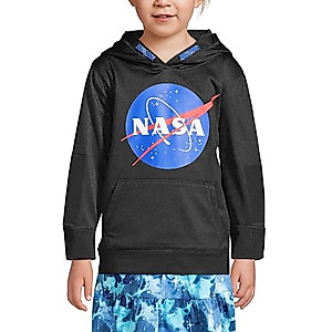 Lands' End B Pullover Active Hoodie Black Nasa Logo Kids Husky Large