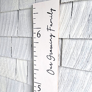 HEADWATERS STUDIO Boho Wooden Ruler Growth Chart for Kids, Boys & Girls - Height Chart & Height Measurement for Wall - Kids Nursery Wall Decor & Room Hanging Wall Decor - Love Grows Here - White