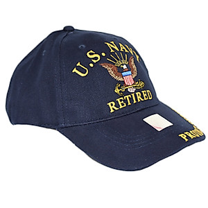MWS U.S Navy Retired Proudly Served Navy Blue Embroidered Cap Hat
