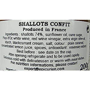 Shallots Confit French Import 7.05 oz jar from l'Epicurien France, One