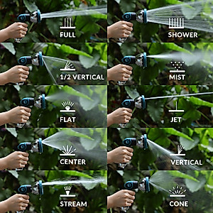 Garden Hose Sprayer Nozzle - Water Hose Nozzle with 10 Adjustable Spray Patterns Heavy Duty, Thumb Control On Off Valve, High Pressure Hose Sprayer Nozzle for Garden Hose Outdoor