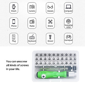 WINTOWIN Mini Precision Screwdriver Set，32 in 1 with 30 Bits Screwdriver Kit,Magnetic Screwdriver Repair Tool Set for Mobile Phone, PC, Laptop,Watch,Computer Repair