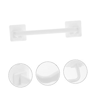 SHOWERORO Storage Rack Towel Bar 12 Inch Bathroom Towel Bar Stick on Bath Towel Rack Adhesive Towel Bar Wall Stainless Steel Sponge Holder Towel Stand Individual Abs Shoe Towel Rail White