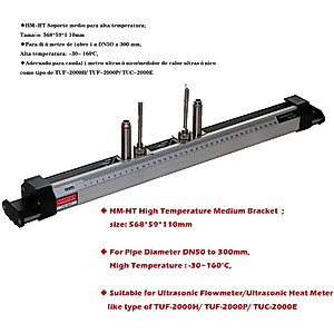 CNYST Liquid Flow Meter Ultrasonic Flowmeter with High Temperature Medium Transducer TM-1-HT and HM-HT Medium Bracket for Pipe Diameter DN50 to 300mm Max Liquid Temperature 160 Degrees Celsius