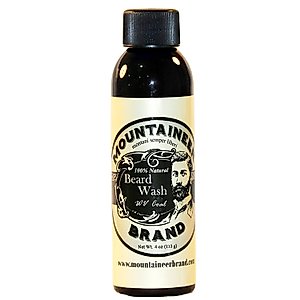 Mountaineer Brand Beard Wash For Men | 100% Natural Beard Shampoo | Thick Cleaning Softening Lather for Hair and Skin | Hydrate and Detangle | Grooming Treatment | WV Coal Scent 4oz