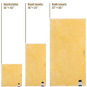 SEMAXE Bath Towel Set for Bathroom, 100% Cotton Bathroom Towels with Hanging Loops and Nano-Bio Lifecycle Labels, 8 Piece Towel Set Include 2 Bath Towels, 2 Hand Towels, 4 Washcloths, Yellow & Grey