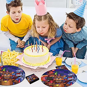40 Pack Five Nights Party Supplies - 20 Plates & 20 Napkins for Birthday Party Decoration