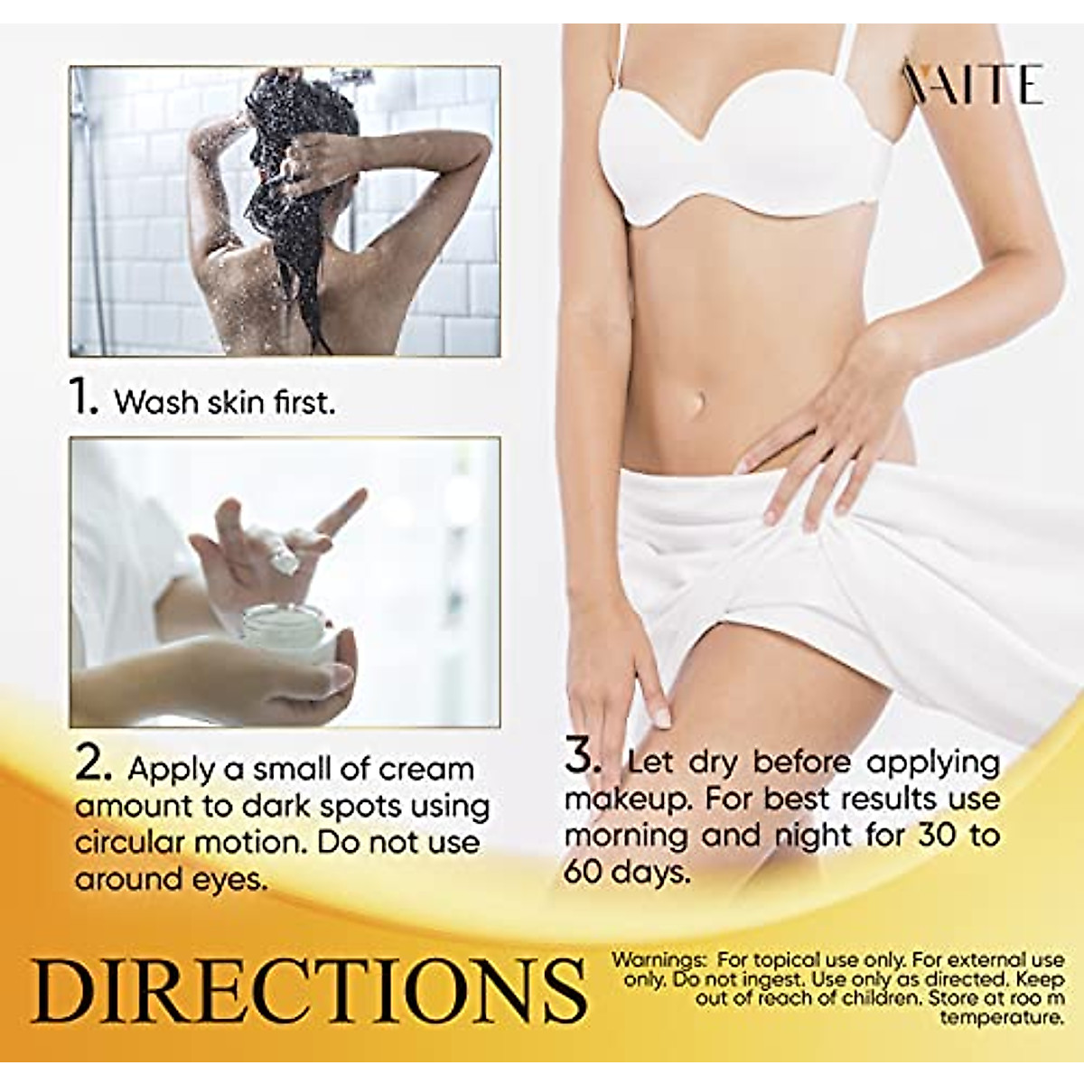 VAITE Dark Spot Remover Cream for Face, Body, Bikini and Sensitive Areas - Dark Spot Corrector - Underarm Skin Cream - Anti-Aging Effect - Sun Spots