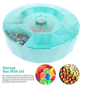 Hemoton Multifunctional Party Snack Tray Round Divided Serving Dishes with Lid for Fruits Nuts Candies Crackers Veggies (Green)