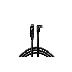 Tether Tools 15 ft USB-C to USB-C Right Angle Black Cable for Tethering Camera to Computer