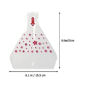 ULTECHNOVO 100Pcs Triangle Onigiri Wrappers Plastic Rice Balls Bags Disposable Sushi Packing Bags Japanese Onigiri Bags with Stickers