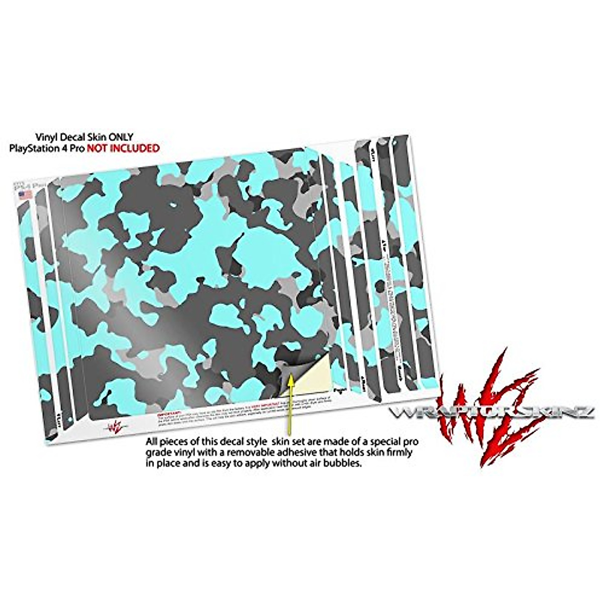 WraptorSkinz PS4 Pro Skin WraptorCamo Old School Camouflage Camo Neon Teal - Decal Style Skin Wrap fits Sony PlayStation 4 Pro Console