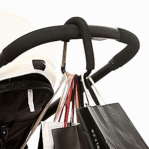TGOOD Stroller Hooks-2pacs X-Large 16cm(6.3") of Multipurpose Hook Clips-for Mommy Shopping Bags,Baby Diaper Bags,Groceries,Clothing,Purse(Stroller Accessories-Black).