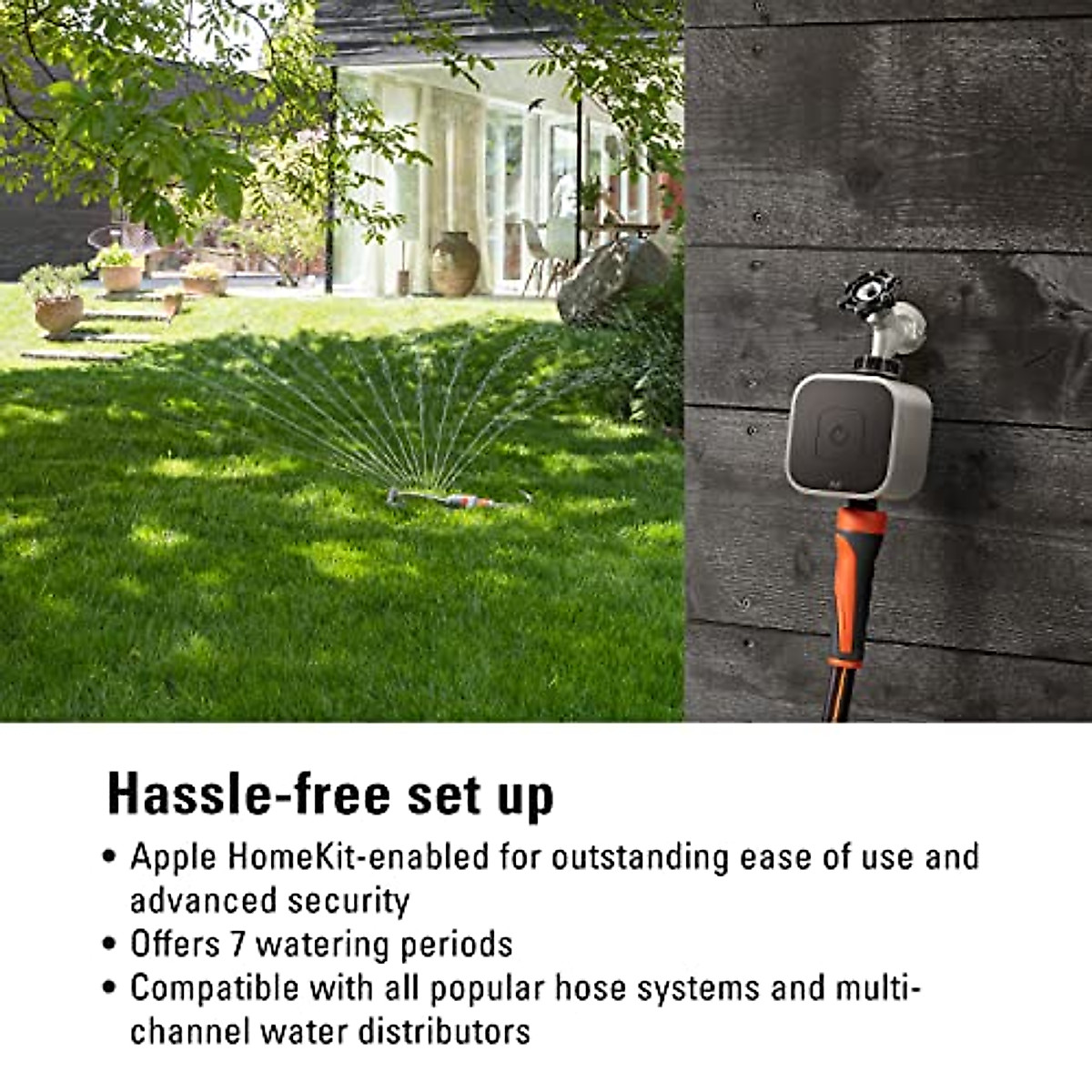 Eve Aqua – Smart water controller for Apple Home app or Siri, irrigate automatically with schedules, easy to use, remote access, no bridge, Bluetooth/Thread, HomeKit