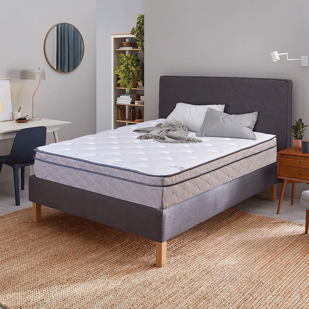 Treaton,12-Inch UltraPlush EuroTop Single Sided Hybrid Mattress,Compatible with Adjustable Bed, King, Mink