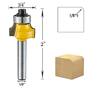 Yueqing Zhongji roundover Router bit 1/4 Shank Router bits 1/4 Shank 1/4-Inch Shank Roundover Edging Router Bit Set，Corner Rounding Edge Forming Bit Set， 1/8", 1/4", 3/8", 1/2" Radius (4 Pack)
