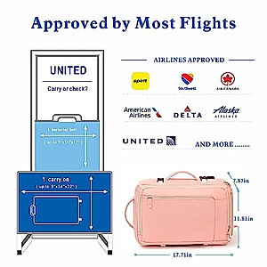 Yostorrie Large Travel Backpack for Women, 40L Airline Approved Carry on Backpack as Personal Item Size, Expandable Suitcase Backpack with Shoe Compartment,Waterproof Business Bag for 17in Laptop,Pink