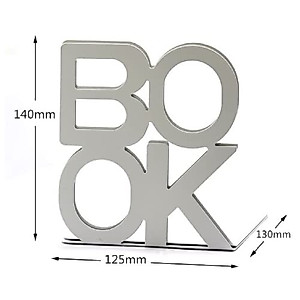 Ruoxian 1 Pair Bookends Book Ends Book Holder Nonskid Metal Book Shelves for Bookrack Desk Books Home Decorative (Book-White)