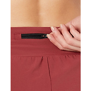 Amazon Essentials Women's Standard-Fit Ruched Waistband Woven Running Short (Previously Core 10), Ruby Red, Medium