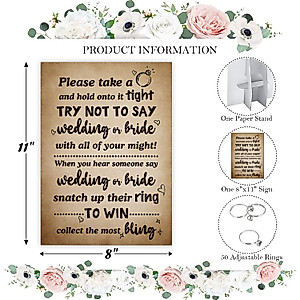 Don't say Bride or Wedding Game, Put a Ring on It Bridal Shower Game with 50 Fake Rings, Bridal Shower Decorations, Bachelorette Hens Party Game, Wedding Shower Supplies - 03