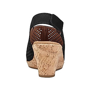 Rockport womens Briah Perf Sling Wedge Sandal, Black Nubuck, 9.5 US