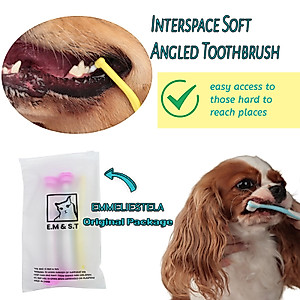 E.M&S.T by Emmeliestella Small Dog & Cat Toothbrush Micro Head, Cat Dental Care, Pets Toothbrush, Oral Hygiene, Easy to Handle, Deep Clean, Extra Soft Bristles, Independent Packaging, Blue&Pink 3PCS