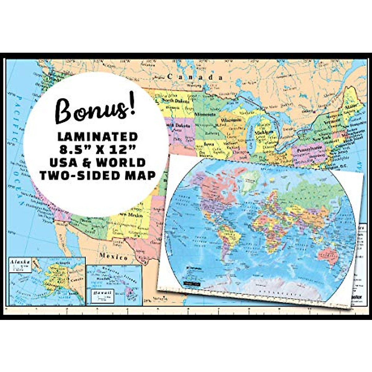 Replogle Student - Educational Classic World globe, Blue Ocean, Raised Relief feature, including a bonus map, made in USA, 12"/30cm diameter