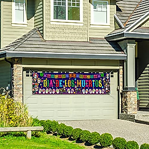 Dia De Los Muertos Banner for Day of The Dead Party Decorations, With Mexica Banner Cat Dog Sugar Skull Yard Sign Halloween Decorations Backdrop Outdoor Easter Mexica Fiesta Party Supplies Decor