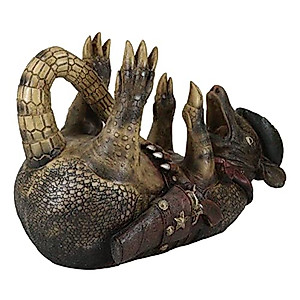 Ebros Gift Coiled Tipsy Drunk and Wild Armored Cowboy Sheriff Armadillo Booze Guzzler 12" Long Wine Bottle Holder Storage Caddy Figurine for Party Hosting Kitchen and Home Decor Statue