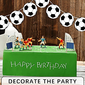 4 Pieces Soccer Party Decorations Soccer Banner Soccer Ball Garland Soccer Bunting Banners with 32 Pcs Football Pattern Decoration Cards Soccer Party Supplies for Kids Boys Soccer Fans Birthday Party
