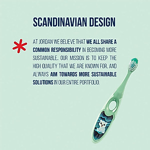 Jordan* Step 2 Kids Toothbrush, 3-5 Years, Soft Bristles, BPA Free (4 Pack) Blue & Green