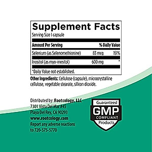 Rootcology Myo-Inositol + Selenium - Comprehensive Blend to Promote Hormone Balance and Immune System Health (60 Capsules)