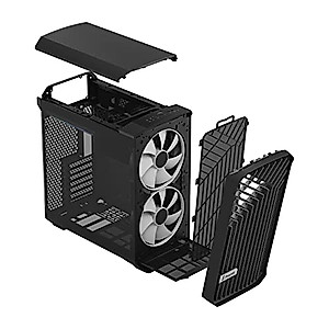 Fractal Design Torrent Compact RGB Black - Light Tint Tempered Glass Side Panels - Open Grille for Maximum air Intake - Two 180mm RGB PWM Fans Included - Type C - ATX Airflow Mid Tower PC Gaming Case