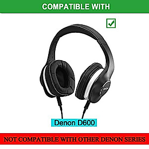 Jecobb AH-D600 Earpads Replacement Ear Cushion Pads with Protein Leather and Memory Foam for Denon AH D600, AH-D600EM Over-Ear Headphones ONLY (NOT FIT DENON Other Series) (Black)