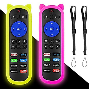 (Pack of 2) RC280 Remote Compatible with All Roku TV Remote wr Covers, for 32 40 43 49 50 55 65 70 75 80 Inch TCL/Onn/Hisense/Element/Sharp/Haier/Hitachi/LG/Sanyo/JVC/Magnavox/RCA/Westinghouse Roku TV