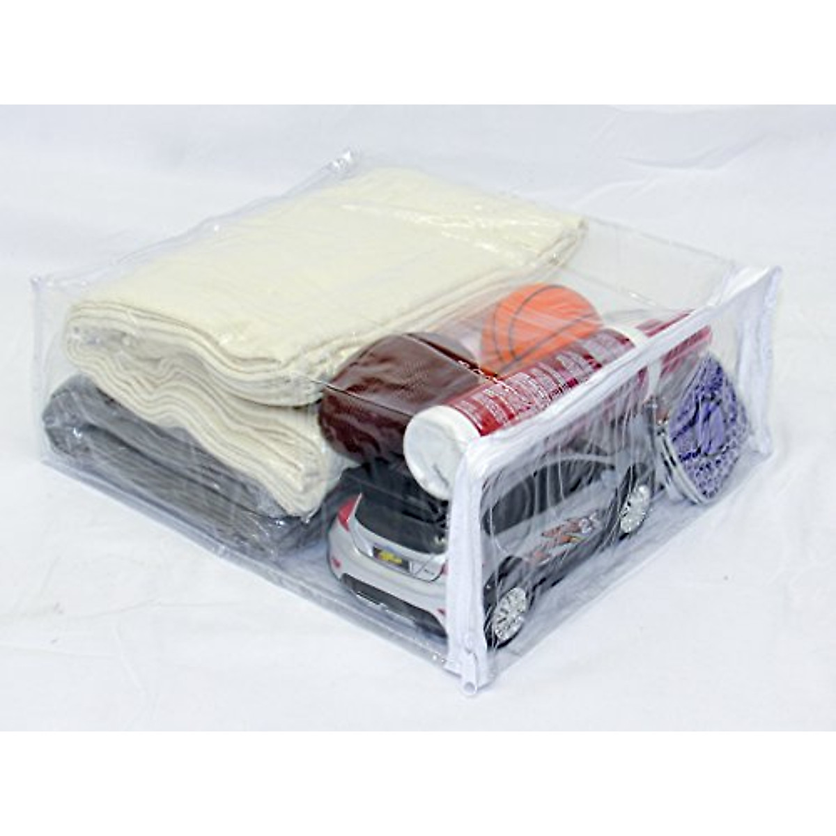 Oreh Homewares Heavy Duty Vinyl Zippered (Clear) Storage Bags (9" x 11" x 4") for Dresses, Shirts, Pants, Fabrics (1.7 Gallon) 5-Pack