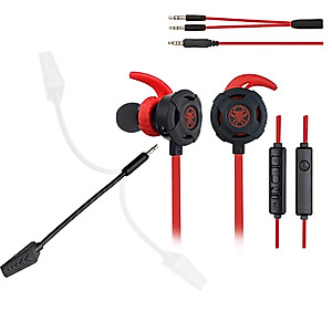 BlueFire Wired Gaming Earphone 3.5 MM E-Sport Earphone Noise Cancelling Stereo Bass Gaming Headphone with Adjustable Mic for PS4, Xbox One, Laptop, Cellphone, PC (Red)