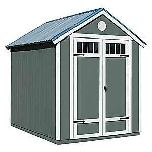 Handy Home Products Garden Shed 6x8 Do-it-Yourself Wooden Storage Shed with Metal Roof