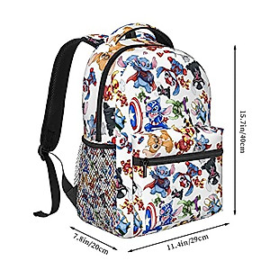 Cmrtilseem Stitch Backpack Girl's Boy's 16 Inch Lightweight Casual Double Strap Shoulder School Bookbag Water Resistant Fits Laptop