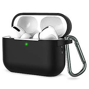 Coffea for Airpods Pro 2nd Generation Case Cover, Soft Silicone Shock-Absorbing Protective Case with Keychain for New Apple Airpods Pro 2 Case 2022 [Front LED Visible] - Black