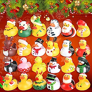 24 PCS Christmas Rubber Ducks for Kids, 2 Inch Bath Toys X-mas Decoration Gift for Boys Girls (Christmas)