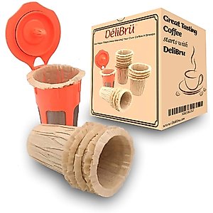 Unbleached Paper Filters for Reusable Carafe Fits All Brands -100% Compostable and Disposable Paper Filter (100/Box) by Delibru