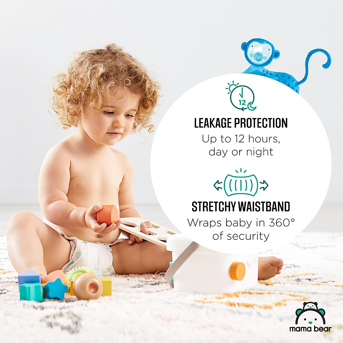 Amazon Brand - Mama Bear Gentle Touch Diapers, Hypoallergenic, Size 1, 196 Count (4 packs of 49)